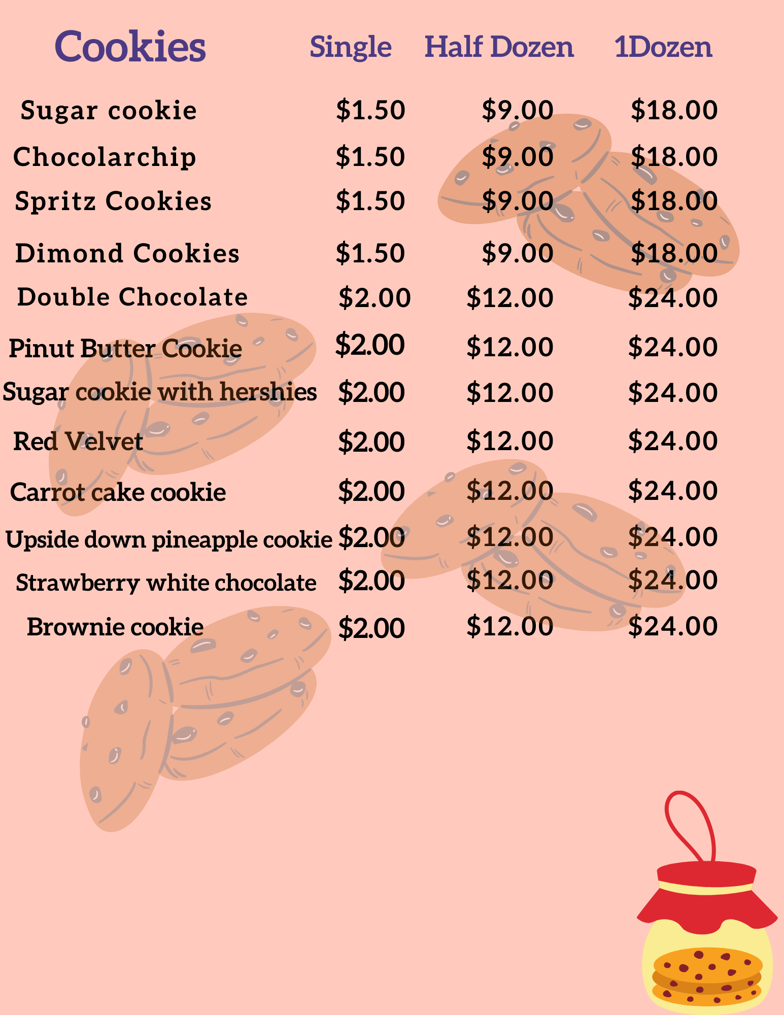 Baking Menu PayPal